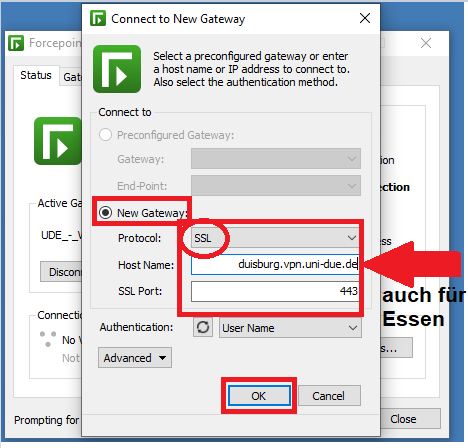 VPN über Forcepoint auf Windows-Systemen